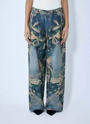 Acne Studios 2021f Straight-leg Jeans With Seasonal Print