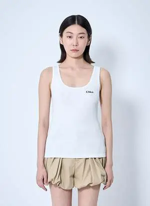Chloé Logo Motif Jersey Tank Top - White