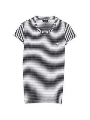 TOM FORD Striped Viscose T-shirt - Black