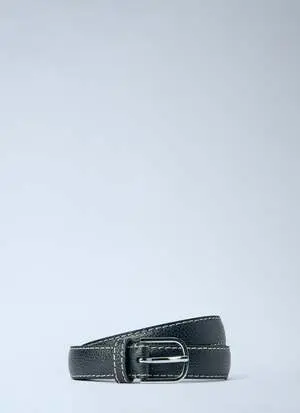 TOTEME Slim Leather Belt With Contrast Topstitching - Black