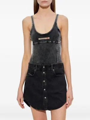 DIESEL® Cotton Bodysuit With Logo Patch