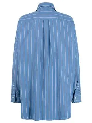 A.p.c. Striped Cotton Shirt With Side Slits - Blue