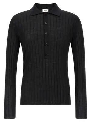 Saint Laurent Pointelle Wool Polo Shirt