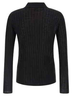 Saint Laurent Pointelle Wool Polo Shirt