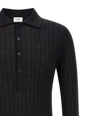 Saint Laurent Pointelle Wool Polo Shirt