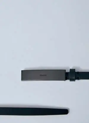 Max Mara Logo Plaque Leather Belt