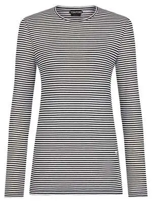 TOM FORD Long-sleeved Striped T-shirt With Tonal Tf Embroidered Logo - Black