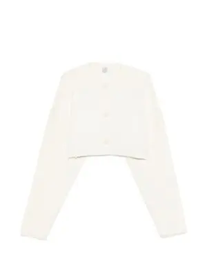 TOTEME Cropped Wool Cardigan With Button Fastening - Multicolor
