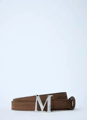 Max Mara Leather Belt With Silver-tone 'm' Buckle - Multicolor
