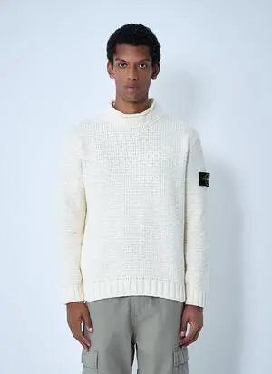 Stone Island Cotton Knit Sweater With Compass Patch - Multicolor