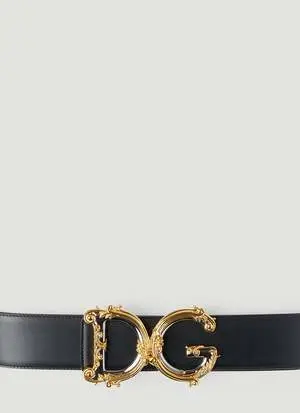 Dolce & Gabbana Logo Plaque Leather Belt - Black