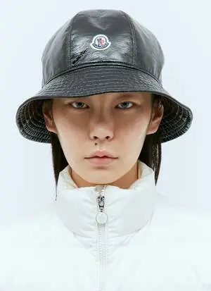 Moncler Logo Patch Quilted Bucket Hat - Black