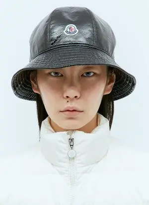 Moncler Logo Patch Quilted Bucket Hat - Black