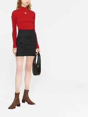 COURREGES Re-edition Rib Knit Mockneck Sweater - Red
