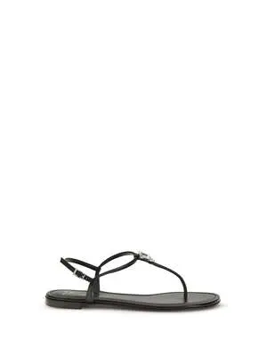 GIUSEPPE ZANOTTI Pia Mizuki Leather Embellished Thong Sandals - Black