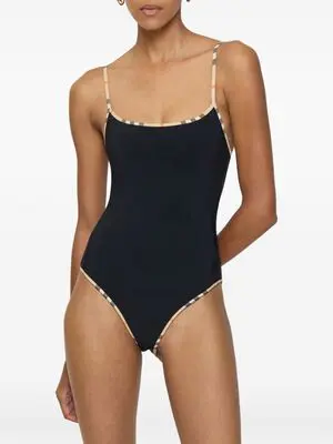 Burberry Check Trim Cut-out Back Swimsuit