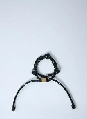 Miu Miu Cord Bracelet With Engraved Logo Hardware - Black