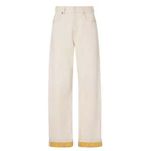 Fendi Straight-leg Jeans With Fluo Details - White