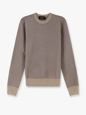 BOSS Crew Neck Long Sleeve Silk And Cotton Blend Sweater - Multicolor