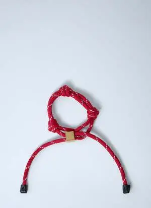 Miu Miu Cord Bracelet With Logo Engraved Hardware - Red