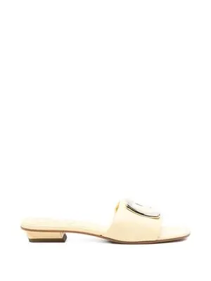 ROGER VIVIER Leather Flat Sandals With Buckle Detail - Multicolor