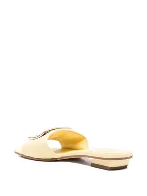 ROGER VIVIER Leather Flat Sandals With Buckle Detail - Multicolor