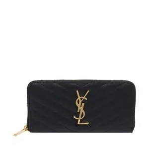 Saint Laurent Cassandre Matelasse' Zipped Wallet - Black