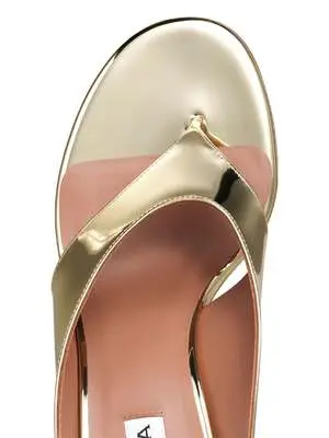 Alaïa Wedge Thong Mules In Mirror Fabric - Silver