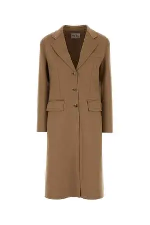 Miu Miu Camel Wool Blend Tailored Coat - Brown