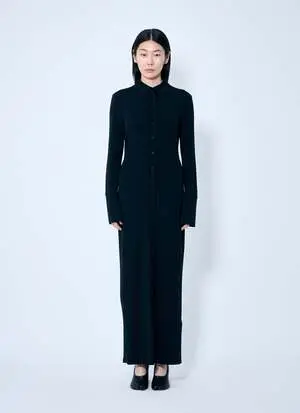 Sportmax Crepe Jersey Maxi Shirt Dress With Open Back - Black
