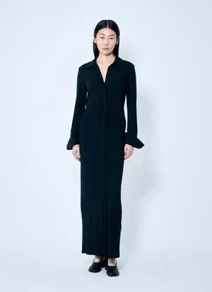 Sportmax Crepe Jersey Maxi Shirt Dress With Open Back