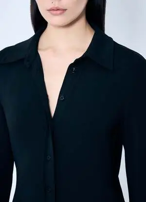 Sportmax Crepe Jersey Maxi Shirt Dress With Open Back