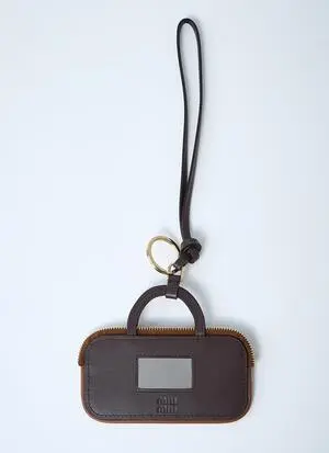 Miu Miu Arcadie Leather Keyring - Brown