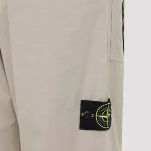 Stone Island Cotton Ripstop Pants With Logo Patch