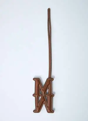 Max Mara Logo Embossed Leather Keyring - Brown