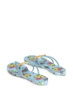 Dolce & Gabbana Dg Logo Floral Print Thong Sandals - Multicolor