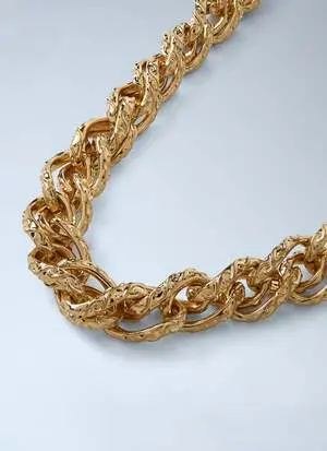 Saint Laurent Tone Rope Chain Necklace With Logo Motif - Gold