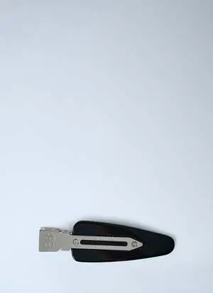 Balenciaga Set Of Two Logo Engraved Hair Clips - Black