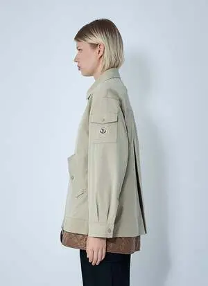 Moncler Felci Jacket Zip Up, Classic Collar, Long Sleeve - Cream