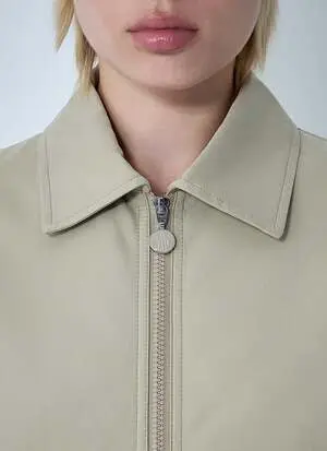 Moncler Felci Jacket Zip Up, Classic Collar, Long Sleeve - Cream