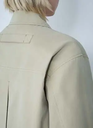 Moncler Felci Jacket Zip Up, Classic Collar, Long Sleeve - Cream