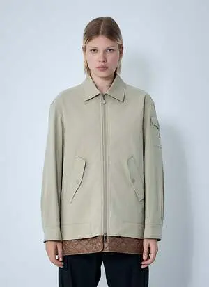Moncler MONCLER Felci Jacket - Zip Up, Classic Collar, Long Sleeve Cream