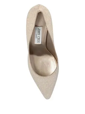 JIMMY CHOO Romy 85 Champagne Coarse Glitter Fabric Pumps