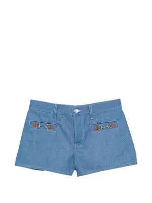 Gucci Denim Cotton Shorts With Horsebit Detail - Multicolor