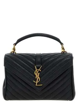 Saint Laurent Quilted Leather 'college' Midi Crossbody Bag - Black