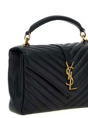 Saint Laurent Quilted Leather 'college' Midi Crossbody Bag - Black