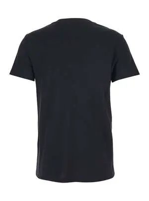 Max Mara Papaia Cotton Crewneck T-shirt With Logo Embroidery - Black