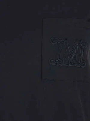 Max Mara Papaia Cotton Crewneck T-shirt With Logo Embroidery - Black