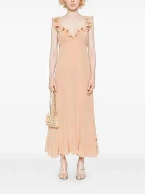 Chloé Georgette Ruffled Midi Dress - Multicolor