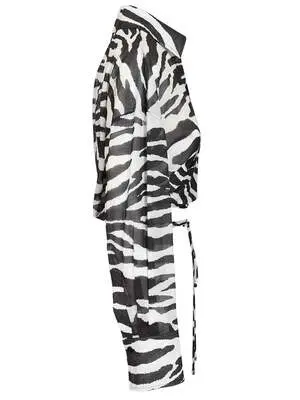 Attico Zebra Print Cropped Wrap Shirt